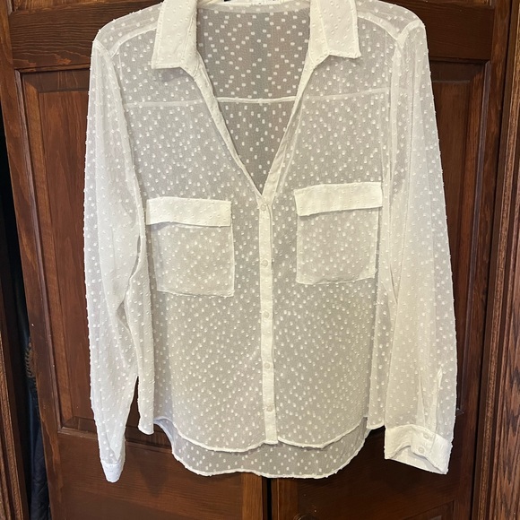 Zara | Tops | Zara Basics Collection Sheer White Button Down Top | Poshmark